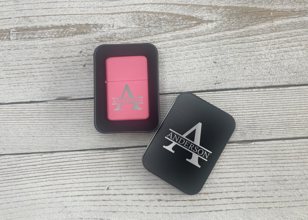 Split Letter Lighter With Tin - What's Etched